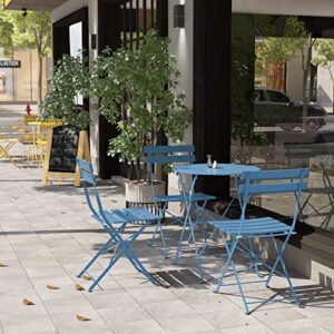 Grand patio Premium Steel Patio Bistro Set, Folding Outdoor Patio Furniture Sets, 3 Piece Patio Set of Foldable Patio Table and Chairs, Blue