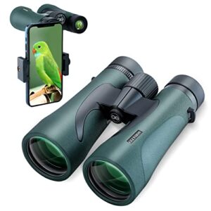 12x50 professional hd binoculars for adults with phone adapter, high power binoculars with bak4 prisms, super bright lightweight & waterproof binoculars perfect for bird watching, hunting, stargazing