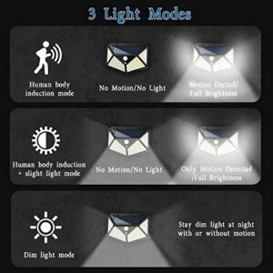 Solar Lights Outdoor 3 Modes/100LED Solar Security Lights Solar Motion Sensor Lights Wireless IP 65 Waterproof Outdoor Lights for Front Door, Yard, Garage, Deck (4 Pack)