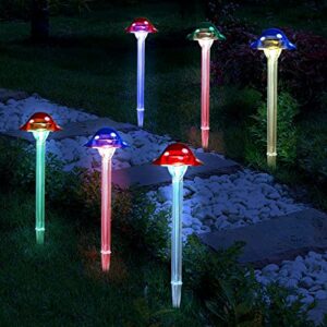 mushroom solar lights outdoor mushroom garden pathway solar lights waterproof solar decorative rgb colorful bright light for lawn walkway yard decoration. (6)