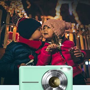 Digital Camera, FHD 1080P Kids Camera 44MP Point and Shoot Digital Cameras with 32GB SD Card, 16X Zoom, Two Batteries, Lanyard, Compact Small Camera for Kids Boys Girls Teens Students Seniors- Green