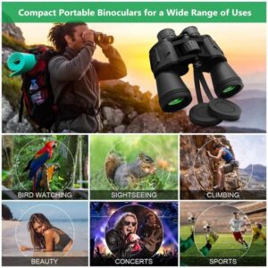 Binoculars for Adults and Kids,20x50 High Power Military Binoculars,Low Light Night Vision Waterproof HD Compact Binoculars,BAK4 Prism FMC Lens for Bird Watching Hunting Travel Football Stargazing