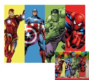 hero backdrop for boy birthday party super city red hero anime iron photography background 7x5ft children bday party supplies baby shower, 7x5ft(210x150cm)