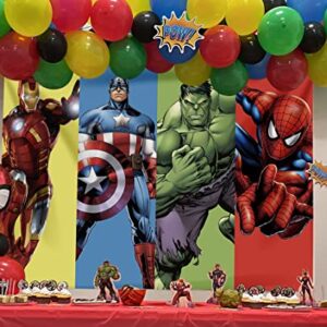 Hero Backdrop for Boy Birthday Party Super City Red Hero Anime Iron Photography Background 7x5ft Children Bday Party Supplies Baby Shower, 7x5FT(210x150CM)