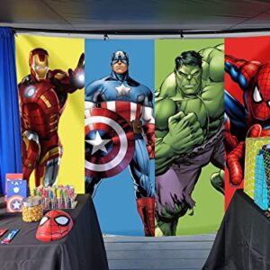 Hero Backdrop for Boy Birthday Party Super City Red Hero Anime Iron Photography Background 7x5ft Children Bday Party Supplies Baby Shower, 7x5FT(210x150CM)