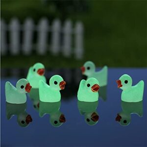 30pcs mini luminous bunny duck figurines bulk luminous rabbit duck miniature figurines resin miniature animals white tiny bunny duck figures glow in the dark garden decoration