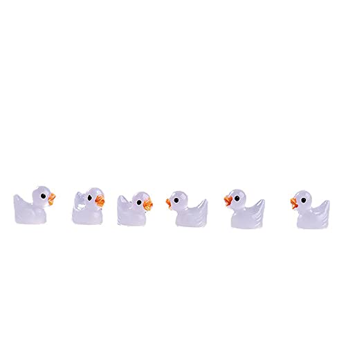 30Pcs Mini Luminous Bunny Duck Figurines Bulk Luminous Rabbit Duck Miniature Figurines Resin Miniature Animals White Tiny Bunny Duck Figures Glow in The Dark Garden Decoration