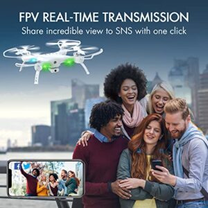 Drones with Camera for Adults/Kids/Beginners - 1080P 120° Wide-Angle Drone with Camera, Drones for Kids with Remote/APP/Voice, Drone for Beginners with 1 Key Fly/Land, Drones for Adults with 360°Flip 2 Batteries Long Flight, Boys/Girls Gift Ideas