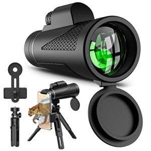 monocular telescope – 80×100 small monoculars for adults high powered, night vision compact monocular for smartphone adapter, handheld telescope with tripod for bird watching hunting camping travel