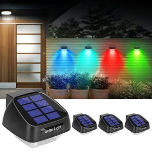 microy solar outdoor lights, 4 pack solar fence lights with 3 modes, solar deck lights, led solar lights outdoor waterproof color glow outdoor solar lights for patio, yard, pool and wall