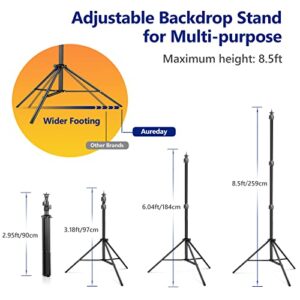 Aureday Backdrop Stand, 10FT Adjustable Photo Backdrop Stand for Parties, Heavy Duty Background Stand with Travel Bag, 6 Backdrop Clamps, 4 Crossbars, 2 Sandbags for Wedding/Decorations/Photoshoot