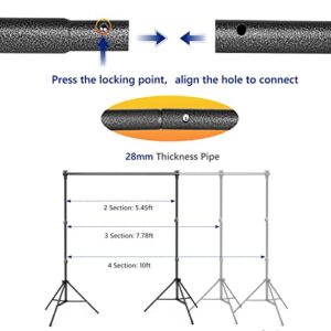 Aureday Backdrop Stand, 10FT Adjustable Photo Backdrop Stand for Parties, Heavy Duty Background Stand with Travel Bag, 6 Backdrop Clamps, 4 Crossbars, 2 Sandbags for Wedding/Decorations/Photoshoot