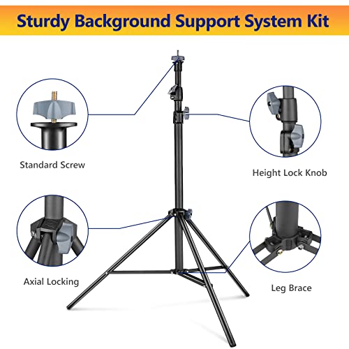 Aureday Backdrop Stand, 10FT Adjustable Photo Backdrop Stand for Parties, Heavy Duty Background Stand with Travel Bag, 6 Backdrop Clamps, 4 Crossbars, 2 Sandbags for Wedding/Decorations/Photoshoot