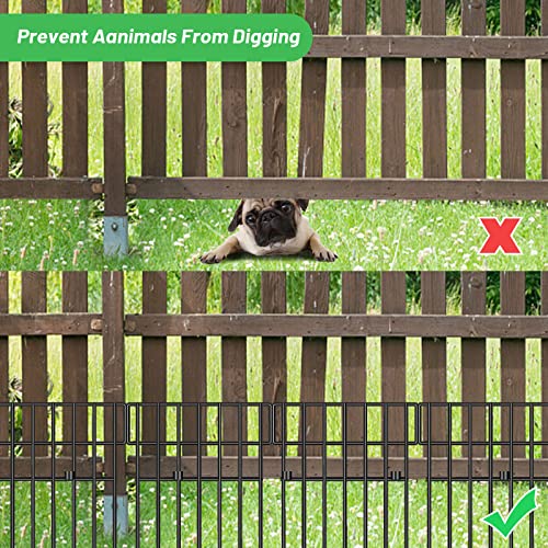 19 Pack Animal Barrier Fence - No Dig Garden Decorative Fence Rustproof Metal Wire Panel Border for Dog Rabbits Ground Stakes Defence and Outdoor Patio, T Shape. Total Length 17 in(H) X 20.6 Ft(L)