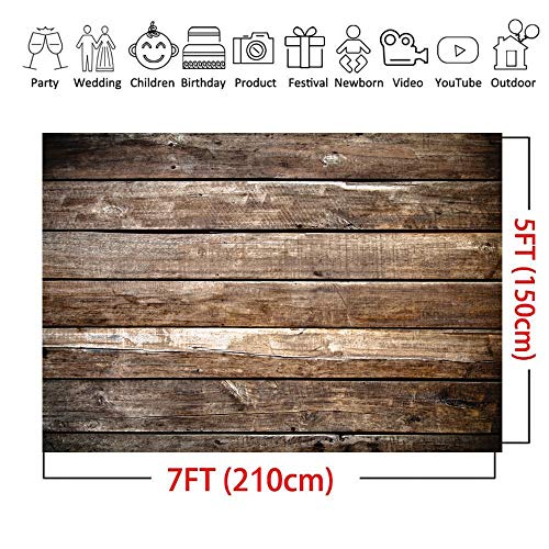 LYWYGG 7x5ft Photography Backdrop Brown Wood Backdrops Photography Wood Floor Wall Background Photographyers CP-172