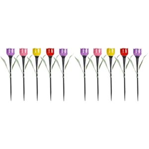 hanabass 10 pcs park outdoor design decorations color changing flower powered random garden ground ornament tulip landscape decoration patio lawn lantern yard light tulips led lights