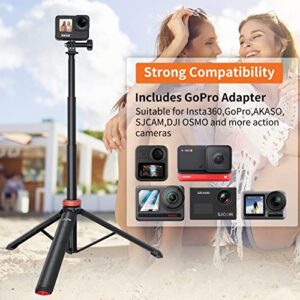 UURIG 52" Extendable Camera Tripod for Insta360 X3 X2 Selfie Stick Tripod with 1/4" Screw Mini Portable Camera Stand Tripod for GoPro Max Hero 11 10 9 8 7 6 5/DJI Osmo/AKASO/SJCAM/Action Camera