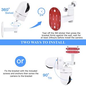 2Pack Adjustable Wall Mount for Eufy Security Solo IndoorCam P24 and S220, No-Drill Mounting Bracket for Eufy Security Indoor Cam Pan & Tilt - White