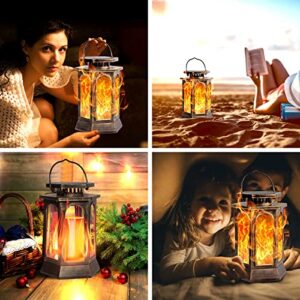 Walensee Solar Lights Outdoor With Flickering Flame (2 Pack Bronze) Upgraded Metal Solar Powered Lanterns Landscape Decoration Hanging Lighting Waterproof LED Umbrella Light for Patio Garden Deck Yard