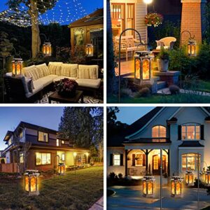 Walensee Solar Lights Outdoor With Flickering Flame (2 Pack Bronze) Upgraded Metal Solar Powered Lanterns Landscape Decoration Hanging Lighting Waterproof LED Umbrella Light for Patio Garden Deck Yard