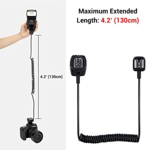 Flash TTL Cord JJC Off-Camera Flash Hot Shoe Cord for Canon R5 R6 RP R T8i T7 T7i T6 T6i T6s T5 T5i SL3 SL2 90D 80D 77D 6D Mark II 5D Mark IV M50 M6,etc Replaces Canon OC-E3 Cord -1.3m