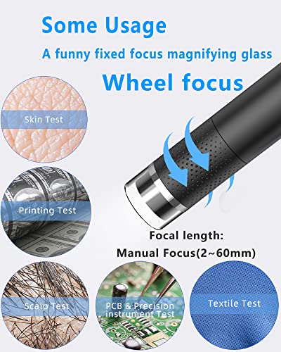 Wireless USB Digital Microscope, Handheld HD Fixed Focus Magnifier, Pocket Microscopes with LED Lights, 50x-1000x Magnification Inspection Camera Compatible with IOS Android Phone, MacBook, Windows PC