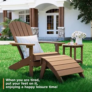 YEFU Adirondack Ottoman, Patio Foot Rest, Adirondack Foot Rest, Folding Adirondack Footstool, Weather Resistant for Adirondack Chair, Widely Used for Outdoor, Porch, Backyard, Garden, Fire Pits-Teak