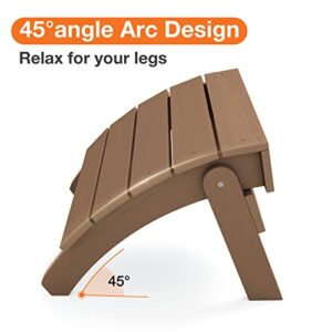 YEFU Adirondack Ottoman, Patio Foot Rest, Adirondack Foot Rest, Folding Adirondack Footstool, Weather Resistant for Adirondack Chair, Widely Used for Outdoor, Porch, Backyard, Garden, Fire Pits-Teak