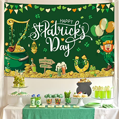 Probsin Extra Large St Patricks Day Banner Backdrop 72" x 48" St Patricks Day Decorations Shamrocks Happy St. Patrick's Day Holiday Backdrop Wall Decor Bulletin Board for Indoor Outdoor Party