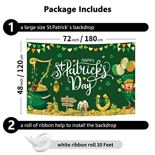 Probsin Extra Large St Patricks Day Banner Backdrop 72" x 48" St Patricks Day Decorations Shamrocks Happy St. Patrick's Day Holiday Backdrop Wall Decor Bulletin Board for Indoor Outdoor Party