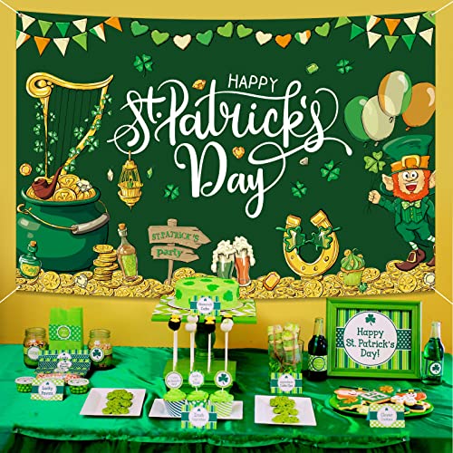 Probsin Extra Large St Patricks Day Banner Backdrop 72" x 48" St Patricks Day Decorations Shamrocks Happy St. Patrick's Day Holiday Backdrop Wall Decor Bulletin Board for Indoor Outdoor Party