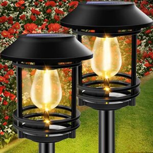 tomcare solar outdoor lights upgraded brighter 39″ larger solar pathway lights waterproof solar garden lights solar powered landscape lights decorative path lighting for yard patio walkway, 2 pack