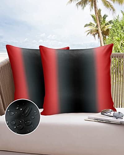 Litter Star Outdoor Throw Pillow Covers Waterproof Pillow Cases 16x16 Red to Black Gradient Ombre Decorative Pillow Covers Cushion Cases for Couch Sofa Patio Garden 2 Pack Merry Christmas Theme