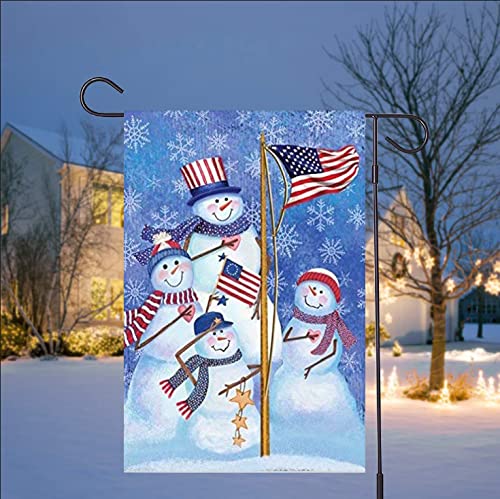 Christmas Snowman Family Garden Flag 12.5" x 18" Winter Snowflakes Small Flag Decorative Double Sided Flag for Winter Xmas Holiday Farmhouse Yard Outdoor Decoration