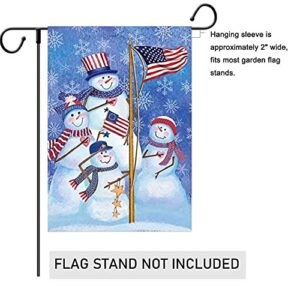 Christmas Snowman Family Garden Flag 12.5" x 18" Winter Snowflakes Small Flag Decorative Double Sided Flag for Winter Xmas Holiday Farmhouse Yard Outdoor Decoration