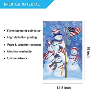 Christmas Snowman Family Garden Flag 12.5" x 18" Winter Snowflakes Small Flag Decorative Double Sided Flag for Winter Xmas Holiday Farmhouse Yard Outdoor Decoration