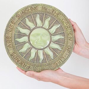 Bits and Pieces - Sun Garden Stone - Glowing Sun in The Dark Garden Stone; Garden Décor - Stone Measures 10" in Diameter