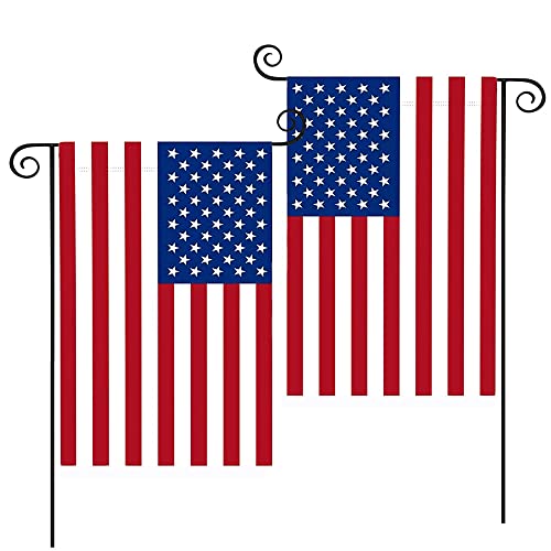 2 pack American Garden Yard Flag USA Garden Flag 12 x 18 - Double Sided Printing Double Stitched and 3 Layers of Silk Fabric American flag for yard courtyard