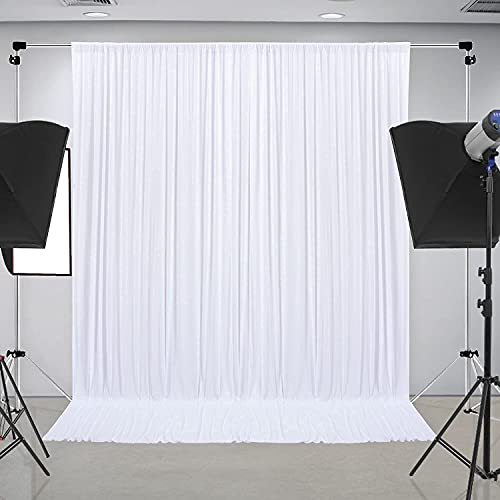 10 ft x 10 ft Wrinkle Free White Backdrop Curtain Panels, Polyester Photography Backdrop Drapes, Wedding Party Home Decoration Supplies