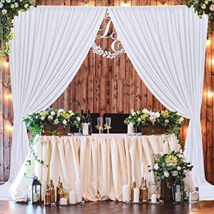 10 ft x 10 ft Wrinkle Free White Backdrop Curtain Panels, Polyester Photography Backdrop Drapes, Wedding Party Home Decoration Supplies