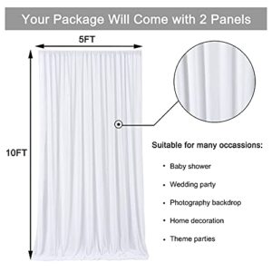 10 ft x 10 ft Wrinkle Free White Backdrop Curtain Panels, Polyester Photography Backdrop Drapes, Wedding Party Home Decoration Supplies