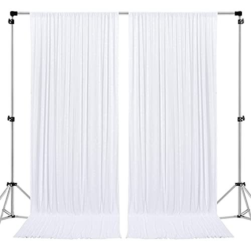 10 ft x 10 ft Wrinkle Free White Backdrop Curtain Panels, Polyester Photography Backdrop Drapes, Wedding Party Home Decoration Supplies