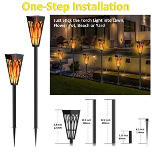 Solar Torch Lights Outdoor Eycfo Torches Flickering Dancing Flames Garden Landscape Lanterns Patio Pool Pathway Light(Pack 2)