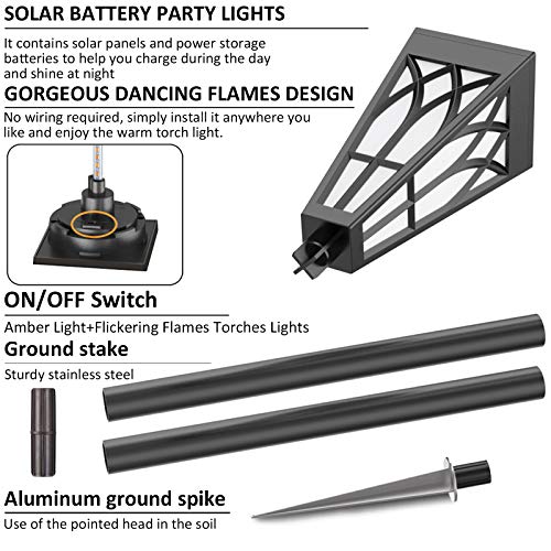 Solar Torch Lights Outdoor Eycfo Torches Flickering Dancing Flames Garden Landscape Lanterns Patio Pool Pathway Light(Pack 2)