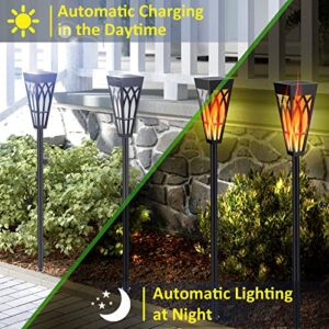 Solar Torch Lights Outdoor Eycfo Torches Flickering Dancing Flames Garden Landscape Lanterns Patio Pool Pathway Light(Pack 2)