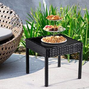 Goplus Rattan Furniture Set for Outdoor Patio Backyard Garden, 3-Piece Wicker Conversation Set