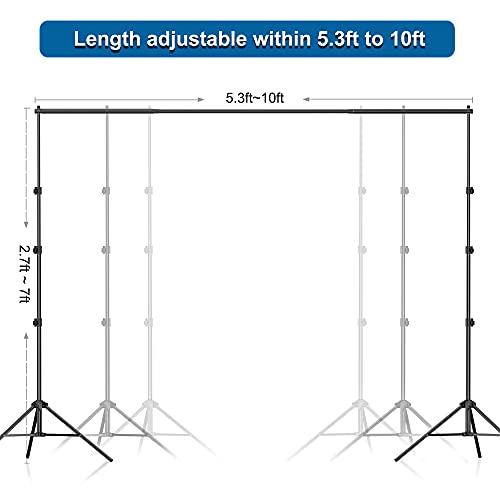 FUDESY Backdrop Stand 7x10Ft Adjustable Photography Background Support System Kit for Photo Video Studio with Carry Bag,Spring Clamps