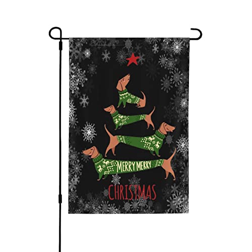 Christmas Garden Flag For Outdoor Christmas Decorations Dachshund Christmas Flag, Dachshund Christmas Garden Flag 12x18 Double Sided, Christmas Flag, Christmas Yard Flag, Merry Christmas Garden Flag For Party