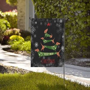 Christmas Garden Flag For Outdoor Christmas Decorations Dachshund Christmas Flag, Dachshund Christmas Garden Flag 12x18 Double Sided, Christmas Flag, Christmas Yard Flag, Merry Christmas Garden Flag For Party