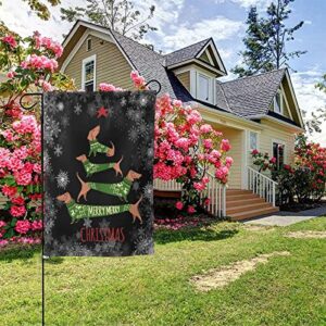 Christmas Garden Flag For Outdoor Christmas Decorations Dachshund Christmas Flag, Dachshund Christmas Garden Flag 12x18 Double Sided, Christmas Flag, Christmas Yard Flag, Merry Christmas Garden Flag For Party